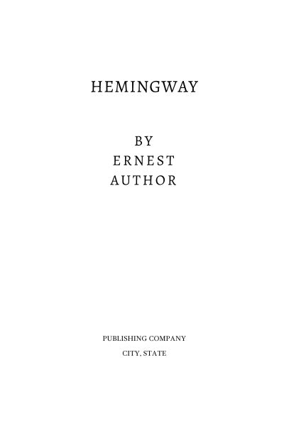 Hemingway – Book Design Templates